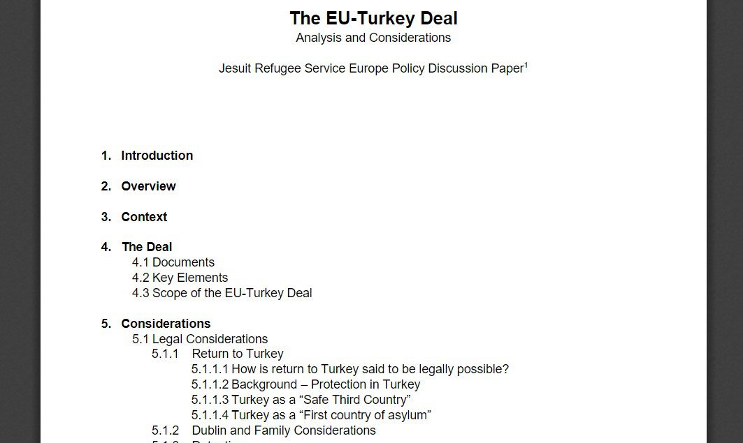 EU-Turkey Deal policy analysis - JRS Europe