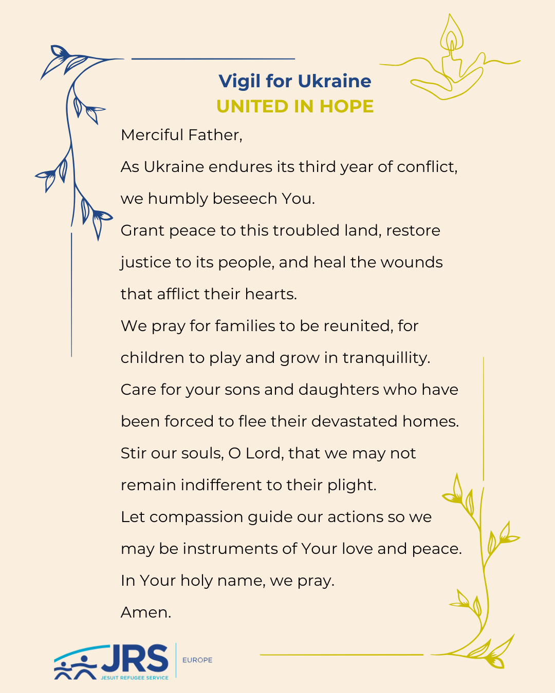 United in Hope: A Global Vigil for Peace in Ukraine - JRS Europe